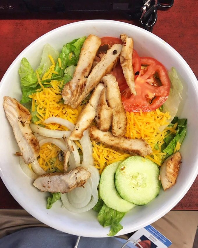 This chicken salad isn't just lunch – it's proof that healthy options can coexist beautifully with comfort food in the diner universe.