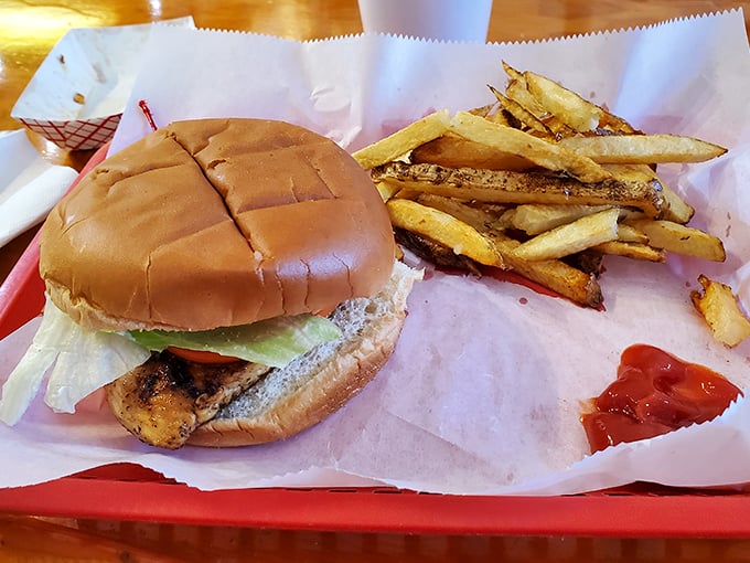 A chicken sandwich that doesn't need trendy marketing campaigns—just honest cooking and the promise of satisfaction between two buns.