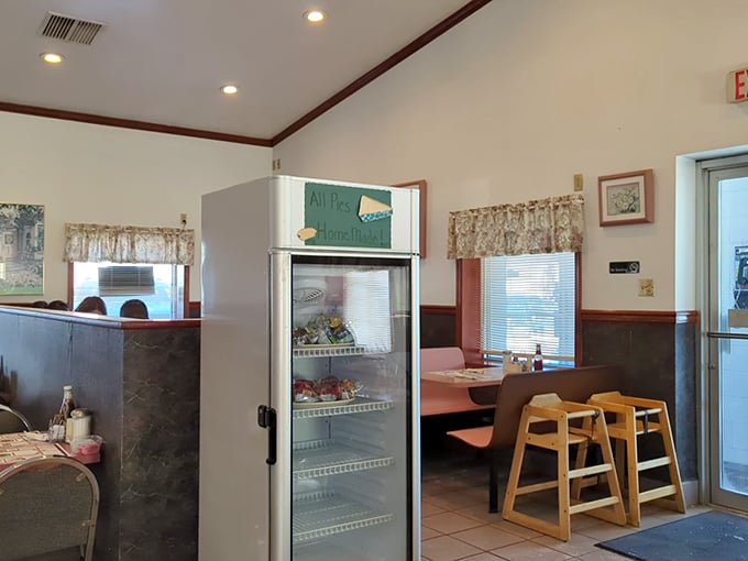 Corner booths at Mary's offer the perfect vantage point for both people-watching and strategic access to passing dessert trays.