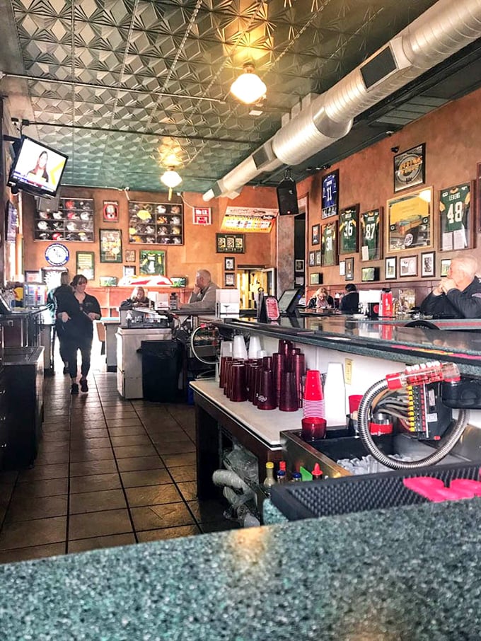 The walls tell stories of Wisconsin sports glory, with memorabilia that transforms waiting for your food into a nostalgic journey through Badger State athletic history.