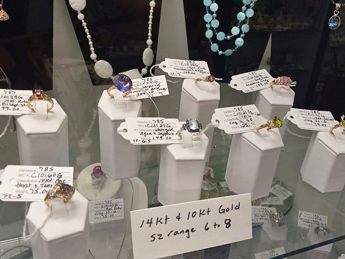 Treasure island for the jewelry hunter! These gems and settings tell stories of proposals, anniversaries, and fashion statements from decades past.