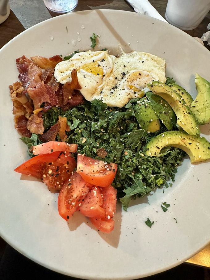 A beautiful contradiction: healthy ingredients arranged with artistic precision. This colorful bowl proves virtuous eating doesn't have to be punishment.