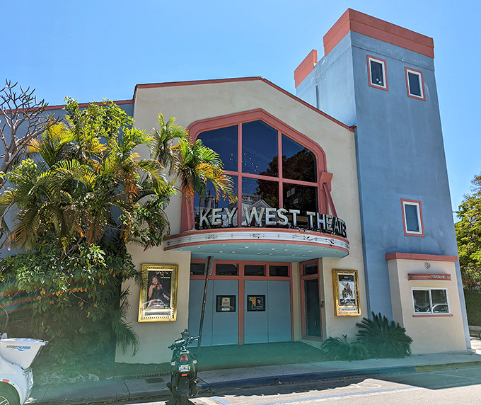 The Key West Theater's Art Deco façade brings a splash of Miami Beach to the southernmost city, hosting performances that rival the street entertainment.