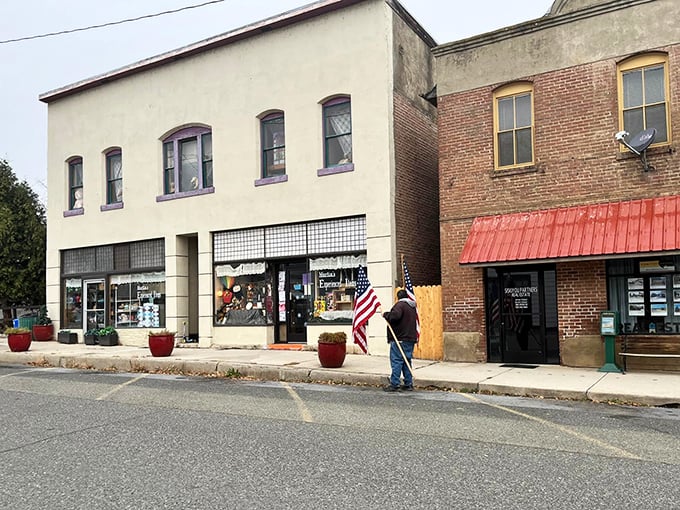 Local shops line Etna's main drag, where American flags aren't just decorations – they're practically part of the dress code.