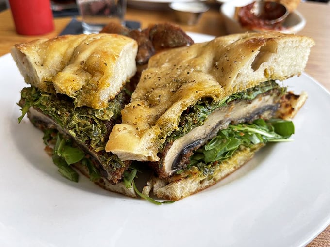 A vegetarian sandwich so substantial and flavorful, you'll forget to ask "where's the beef?" Mushrooms never had it so good.