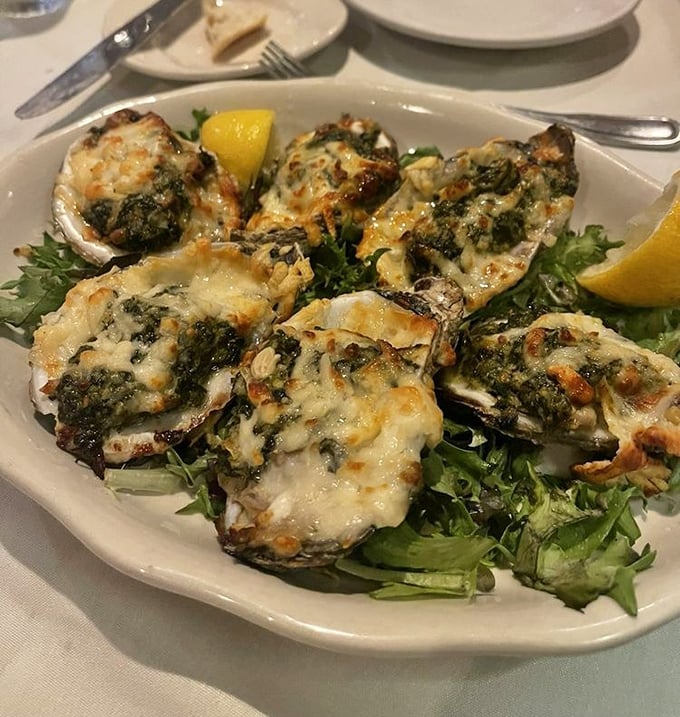Oysters Rockefeller: where the sea meets spinach, cheese, and a hot broiler. These aren't just appetizers—they're little coastal vacations.