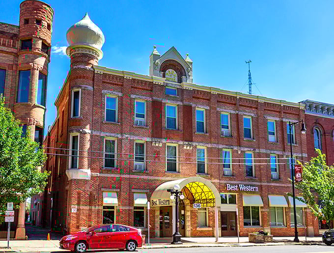 The historic Best Western Park Hotel building wears its onion dome like a crown, a quirky architectural flourish that demands a double-take.
