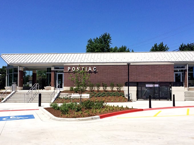 Pontiac's modern rail station proves not everything charming has to be old—sometimes functionality with clean lines makes its own kind of Midwestern statement.