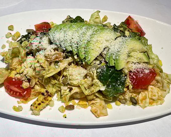 A Peruvian salad that proves vegetables can party too. Those avocados and corn aren't just ingredients—they're having the time of their lives.
