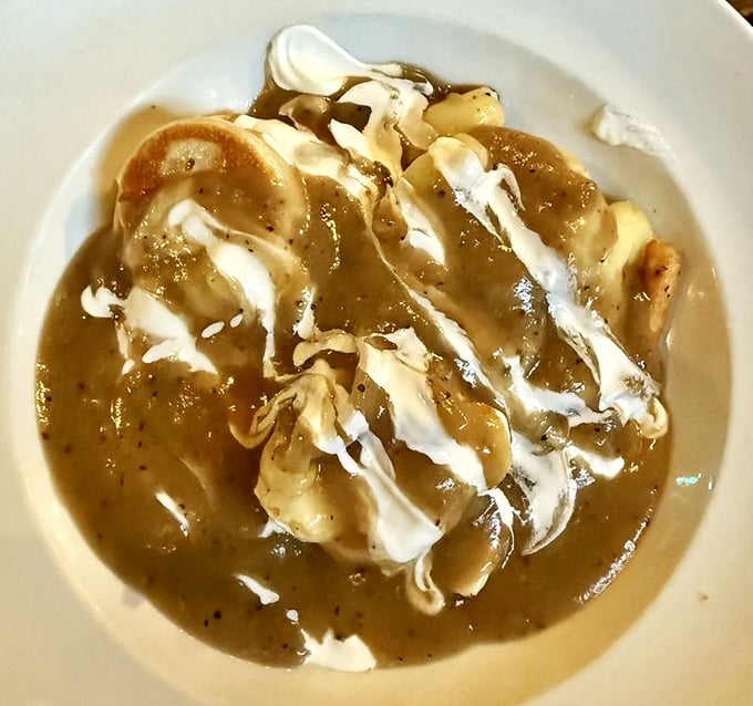 Pierogi perfection that would make any babcia proud. These little pockets of potato heaven are what dreams (and stretchy pants) were made for.