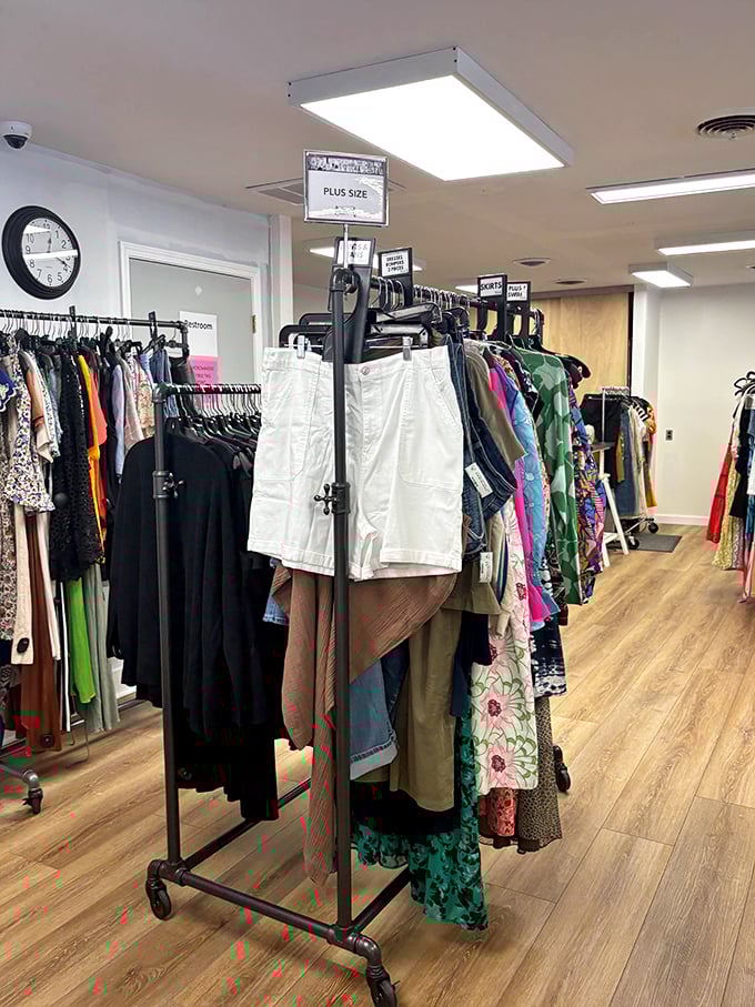 Plus-size fashion gets the respect it deserves with dedicated space and thoughtful organization here.