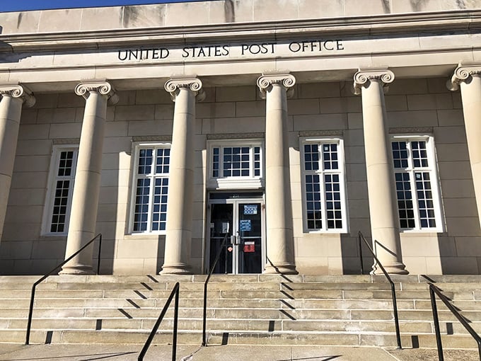 The post office looks like it should be on currency, which is ironic since that's where so much of your currency goes.