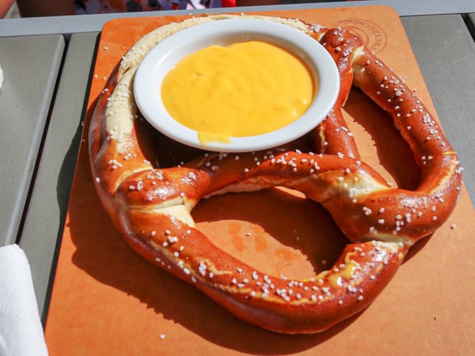 A soft pretzel with cheese sauce—proof that sometimes the simplest pleasures are the most satisfying. Bavarian meets Florida in the best way possible.