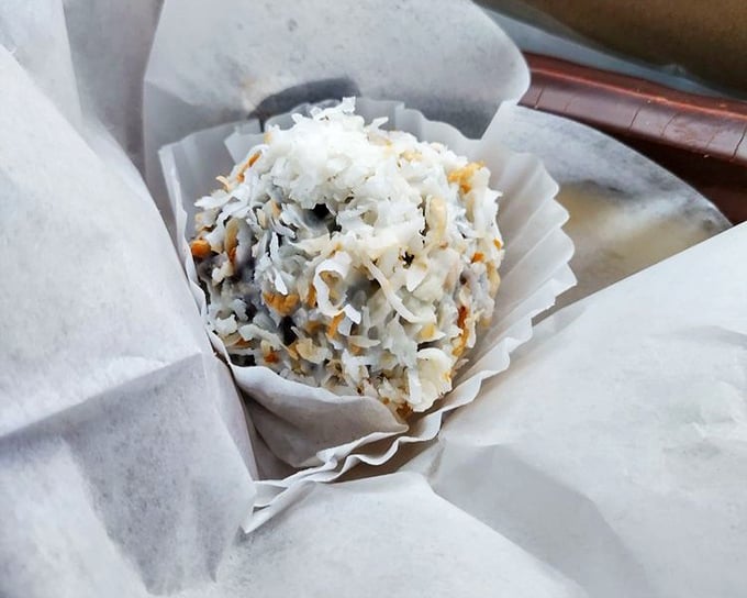 This coconut-dusted rum ball isn't just dessert—it's a portable party wrapped in paper, ready to brighten even the gloomiest Monday.