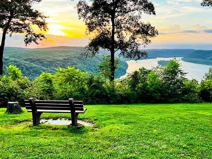 Strategic benches invite contemplation while framing the Susquehanna's island-dotted expanse like a living landscape painting masterpiece.