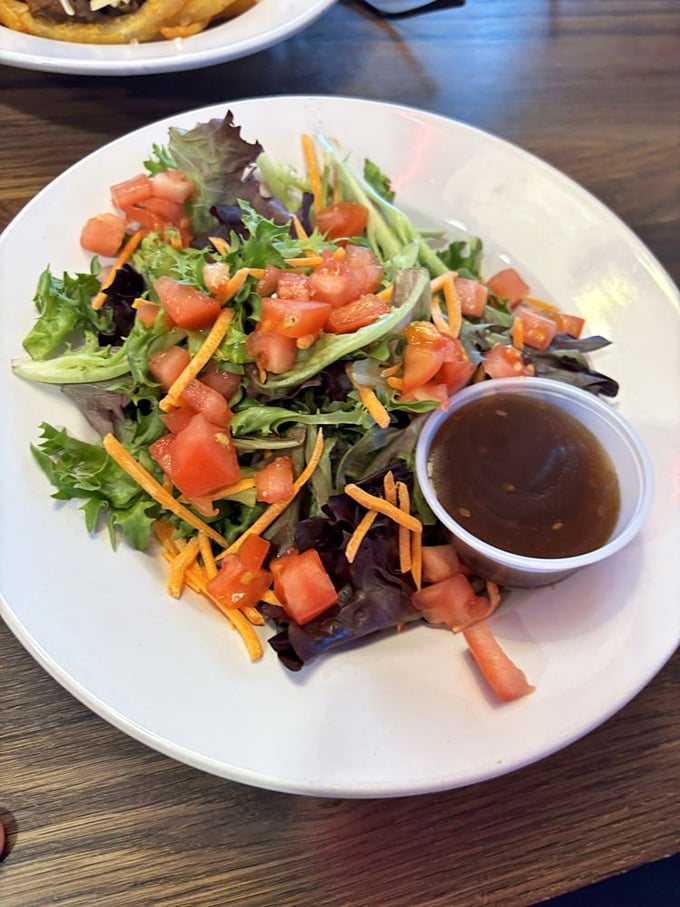 Even the side salad gets special treatment here. Fresh greens that didn't come from a bag that was opened last Tuesday.