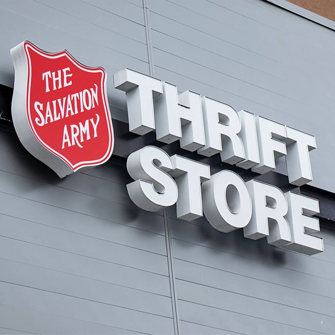 The iconic Salvation Army signage stands out like a beacon for bargain hunters cruising Phoenix's retail landscape.
