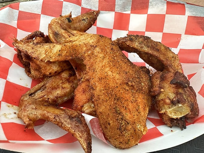Wings that have achieved the barbecue trifecta: smoke-kissed, crispy-edged, and seasoned so perfectly they make you question all other chicken preparations.