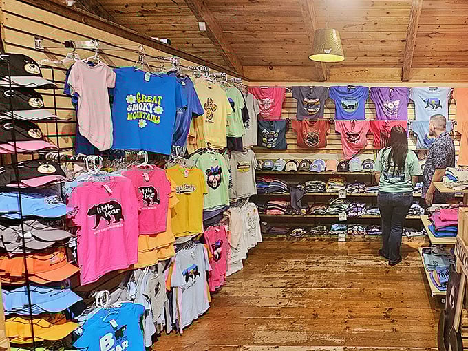 Mountain chic meets souvenir central – because who doesn't need a bear shirt with their biscuits?