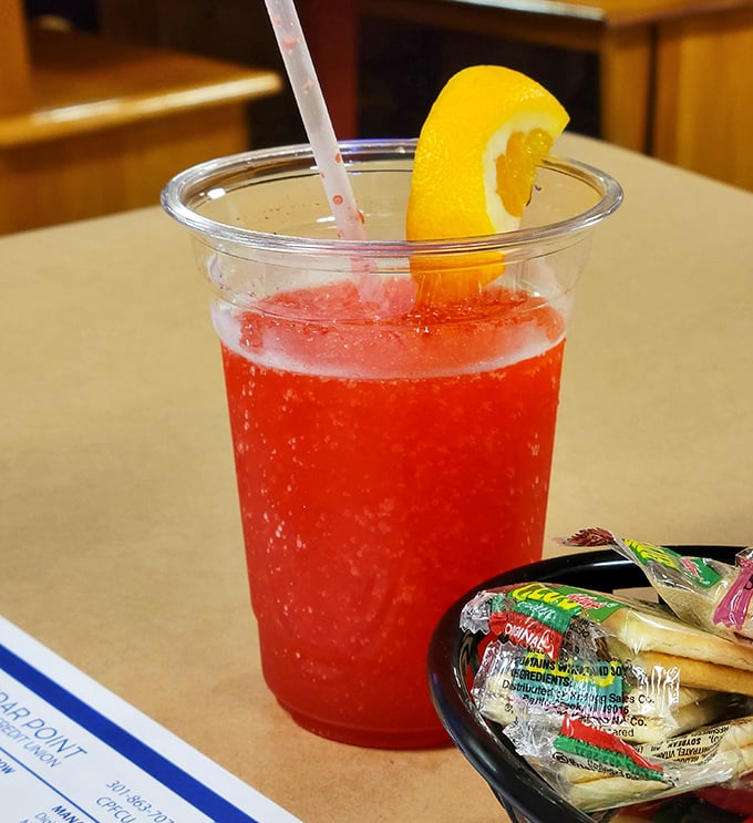 A strawberry lemonade that's the perfect sweet-tart counterpoint to all that savory seafood – Maryland's version of palate cleansing.