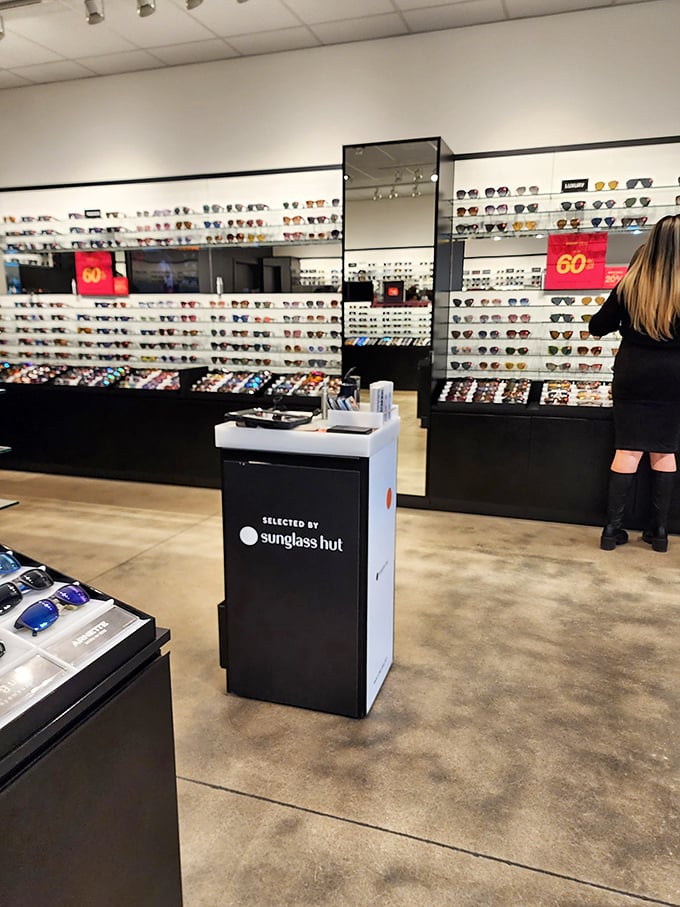 Sunglass Hut's wall of possibilities means you'll spend more time choosing eyewear than you spent deciding on your college major. Worth it.