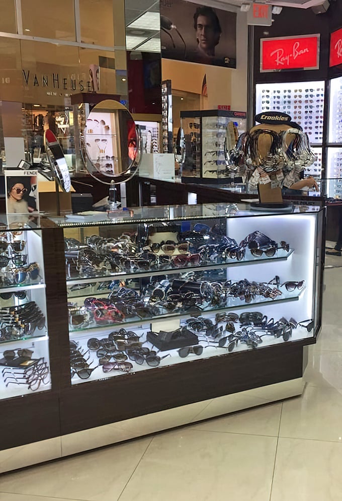 Sunglasses galore – because in Florida, eye protection is both a fashion statement and a survival necessity.