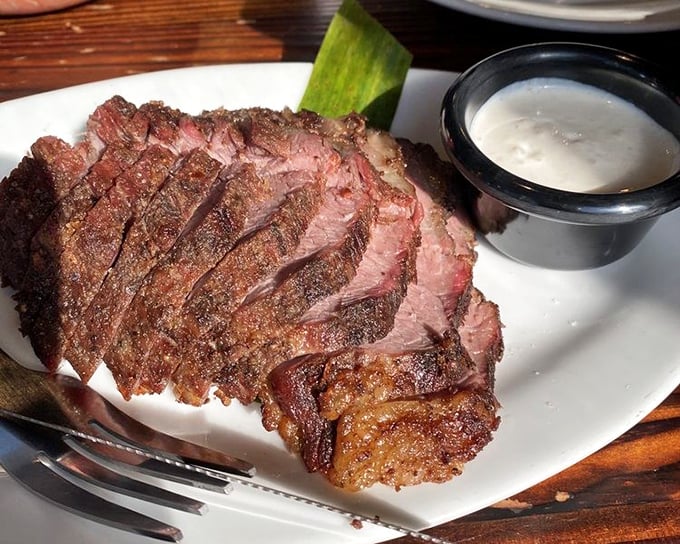 Tri-tip that's been kissed by smoke and seasoned by angels. The accompanying sauce isn't necessary, but it's like putting diamonds on a supermodel—why not?