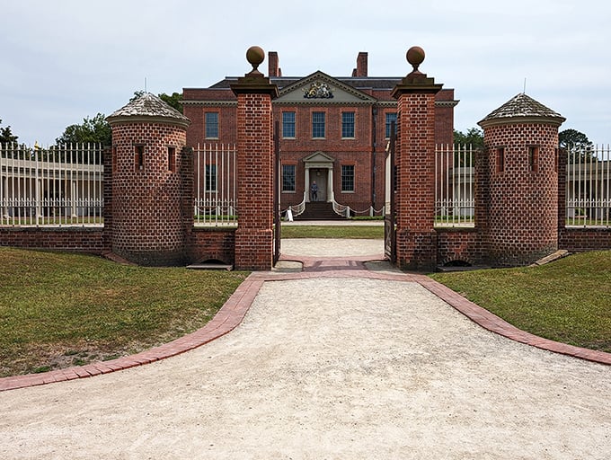 Tryon Palace's imposing brick entrance looks like it was plucked straight from a historical drama—just add powdered wigs and you're back in colonial times.