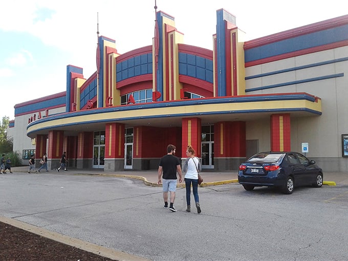 The VIP Moline theater's Art Deco-inspired façade promises cinematic escape, proving that sometimes the building itself is as much a star as what's on screen.