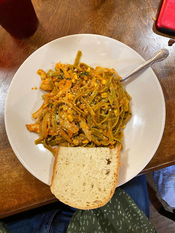 Pasta that doesn't care it's not breakfast time. Colorful, saucy, and comforting—like the culinary equivalent of a warm hug from your favorite aunt.