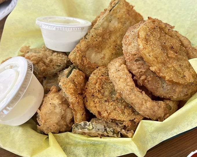 Golden-fried vegetables that make you question everything you thought you knew about eating healthy. These aren't just mushrooms—they're little flavor bombs.