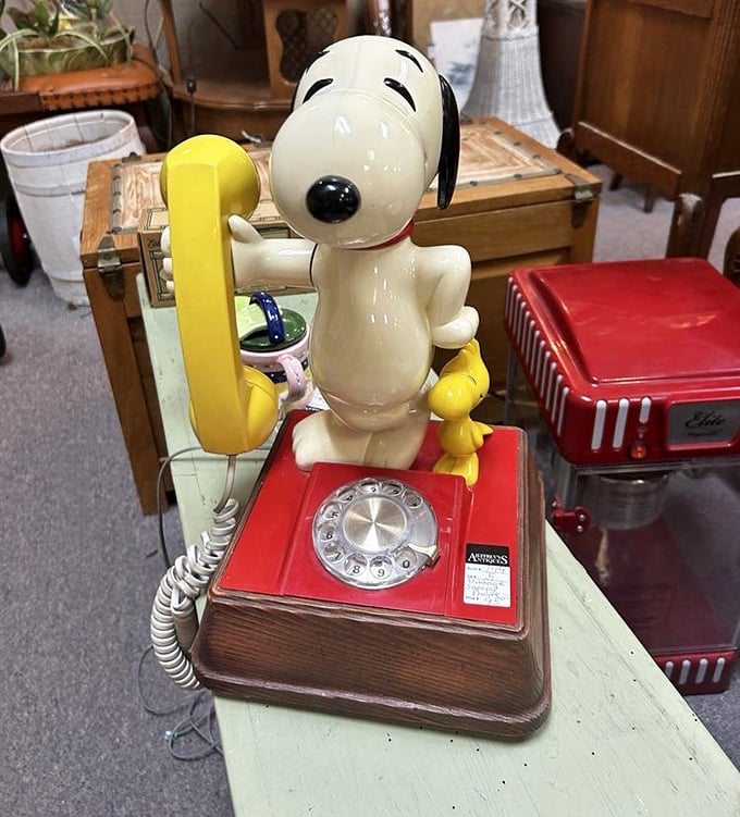 Snoopy's on the line asking if you remember when phones were furniture, conversations were events, and "wireless" meant the radio.