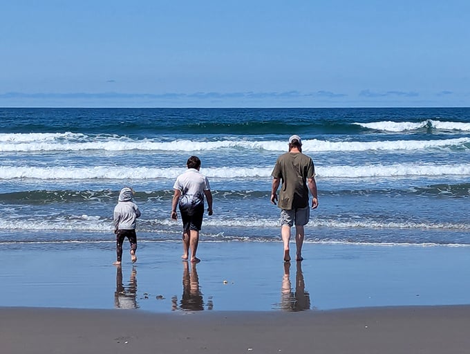 Three generations walking toward infinity – there's something profoundly healing about toes in the sand and eyes on the horizon.
