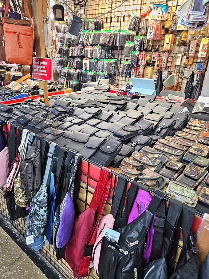 Bag bonanza! More purses and wallets than a celebrity closet, proving one person's "too many bags" is another's "not enough options."