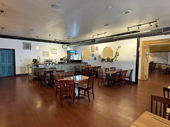 The dining room balances rustic charm with modern simplicity, like your favorite aunt's house—if your aunt happened to be an exceptional cook with impeccable taste.