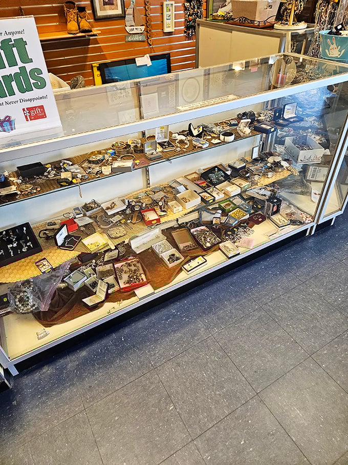 The jewelry counter – where someone's discarded accessories become your "Where did you find that amazing piece?" conversation starter.
