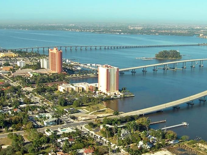 From above, Fort Myers reveals its waterfront advantage—where bridges connect communities and waterways create natural boundaries and playgrounds.