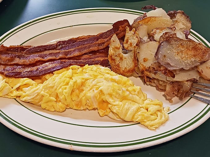 A breakfast plate that says "You'll accomplish great things today" – or maybe just a satisfying nap. Either way, victory is yours.