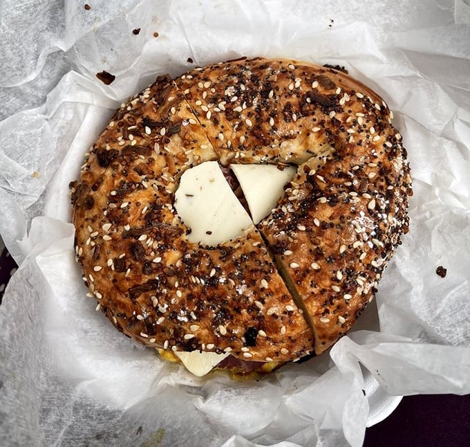 This everything bagel sandwich is the breakfast of champions – or anyone who appreciates the simple perfection of melted cheese and toasty goodness.
