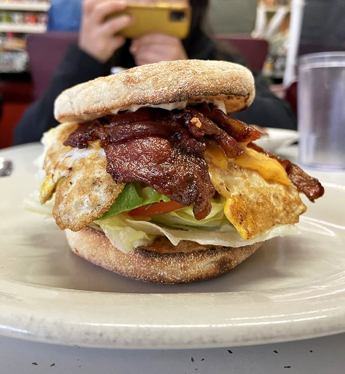 This breakfast sandwich doesn't need a fancy name – just bacon, egg, and cheese performing their morning symphony between an English muffin.