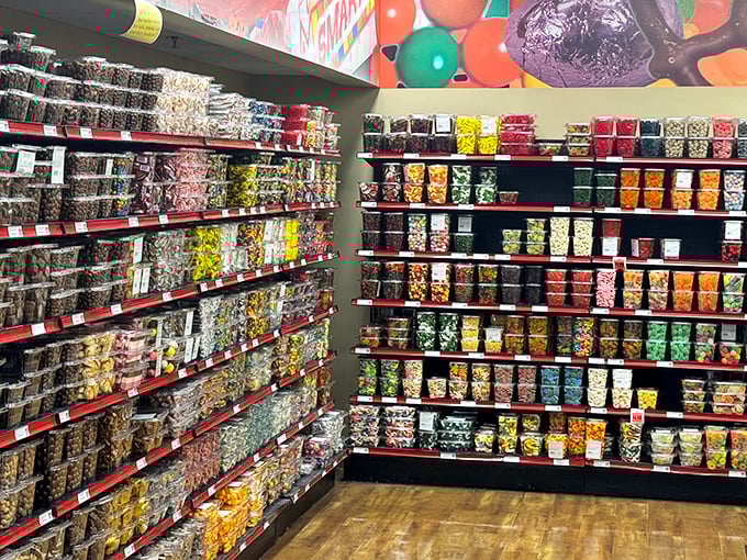 Candy corner: where adults suddenly remember what it was like to be eight years old with a five-dollar bill.