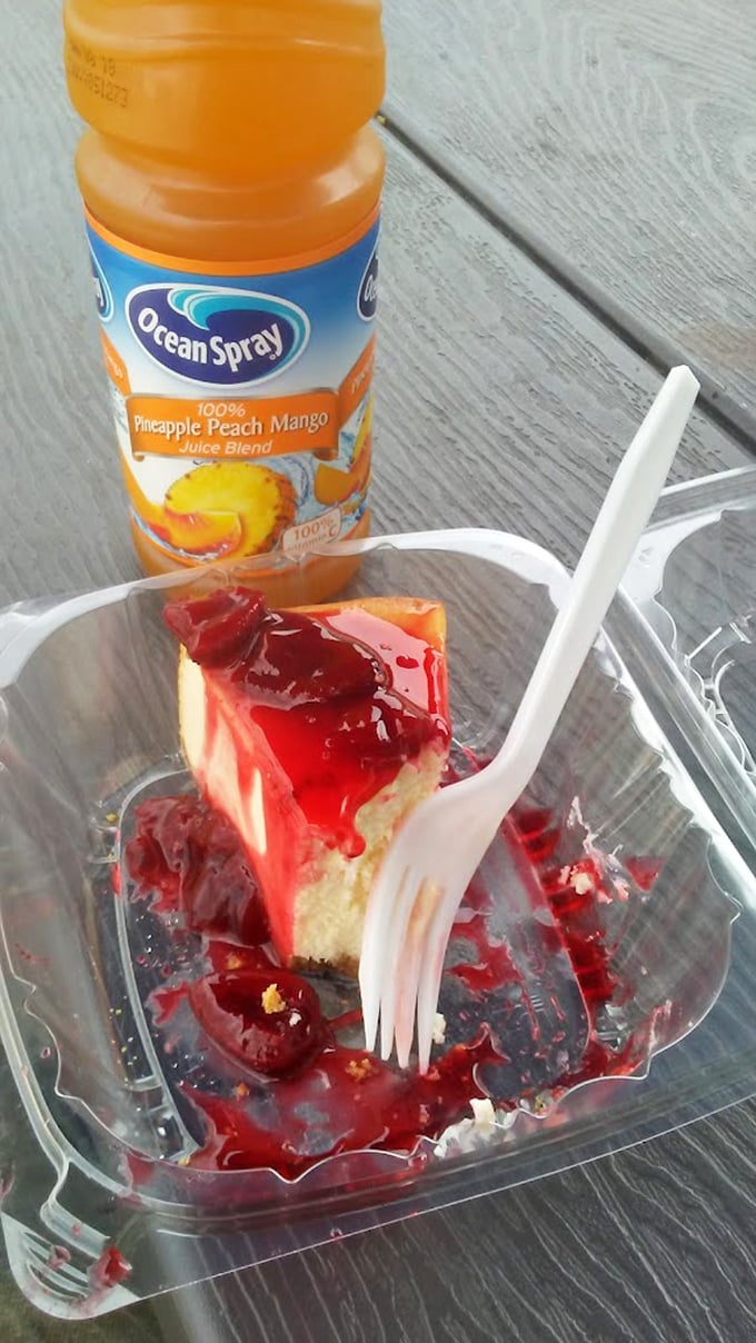 A slice of cheesecake with berry topping that proves Wayside isn't just about savory delights – they know their way around dessert too.