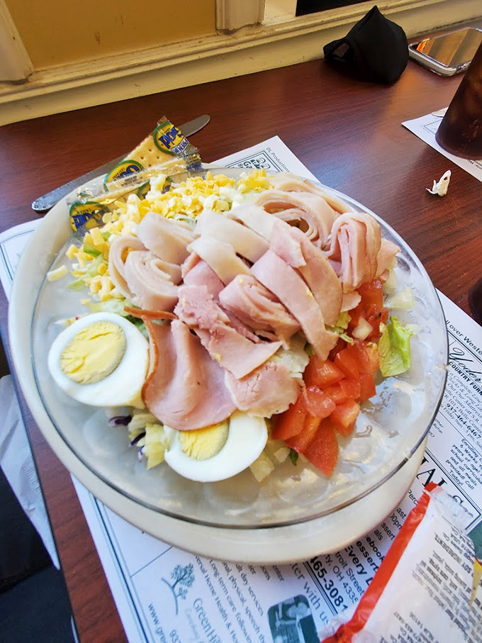 This chef salad isn't messing around – it's what happens when vegetables and protein have a beautiful reunion on your plate.