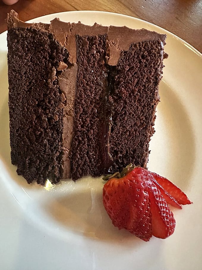 Chocolate cake so rich and decadent it could solve most of life's minor disappointments instantly.