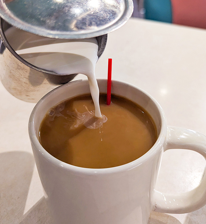Coffee at Pamela's—nothing fancy, just the perfect diner brew that somehow tastes better than what you make at home. Every. Single.