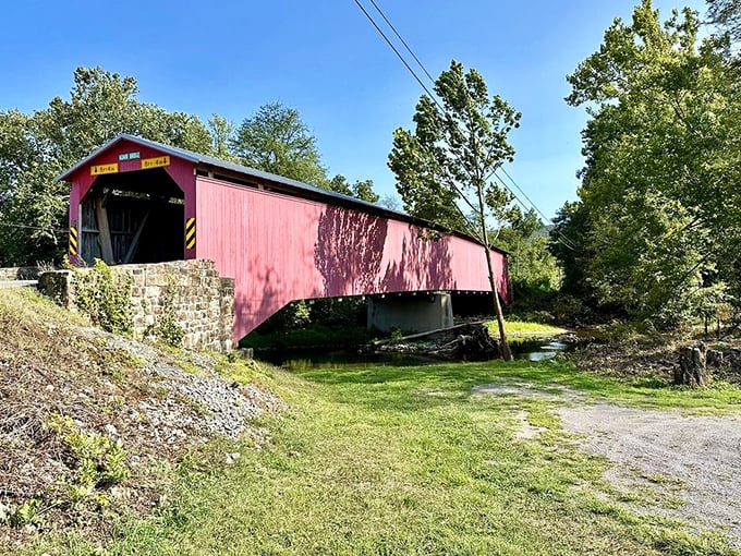Rural Pennsylvania at its finest—where farm silos and covered bridges remind us that some landscapes remain gloriously unchanged.