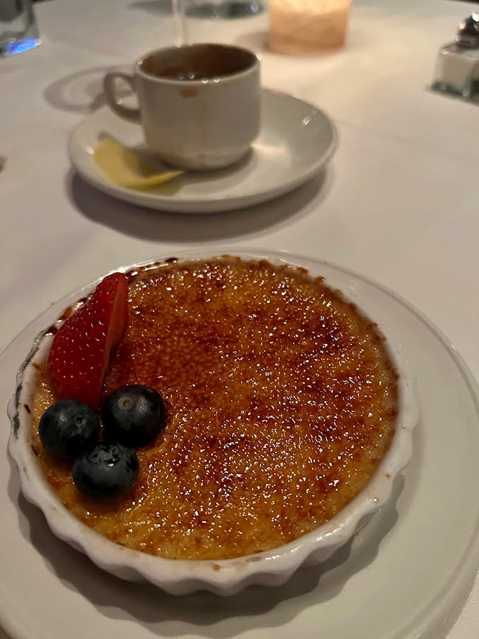 A crème brûlée with that perfect glass-like sugar crust that makes the most satisfying crack when your spoon breaks through to creamy paradise.