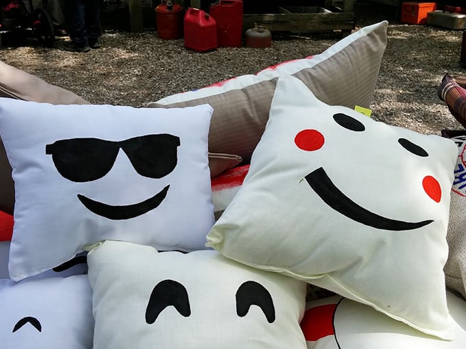 Emoji pillows before emojis existed! These expressive cushions bring personality to any couch—the original way to "react" to guests before smartphones.