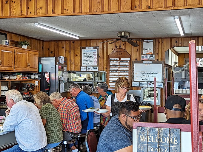 The breakfast rush—where locals and tourists unite in the universal language of "pass the syrup, please."