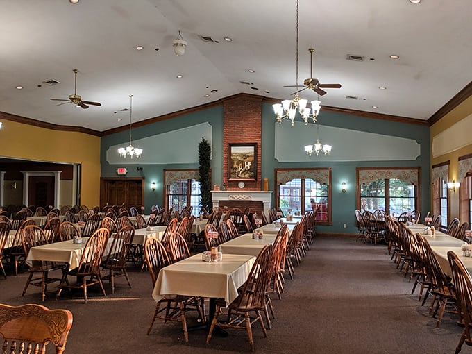 The dining room where calories don't count and conversations flow as freely as the coffee. Those wooden chairs have heard millions of "mmms."